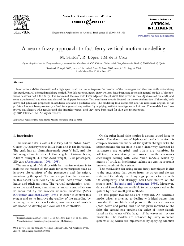 (PDF) Neuro-Fuzzy Models for Fast Ferry Stability