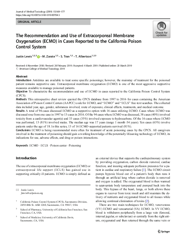 (PDF) The Recommendation and Use of Extracorporeal Membrane Oxygenation ...