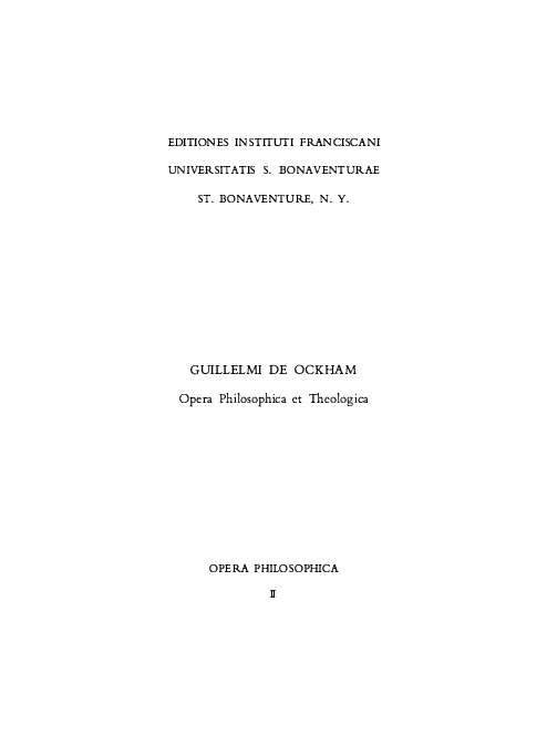 (PDF) William of Ockham - Opera Philosophica Vol. 2