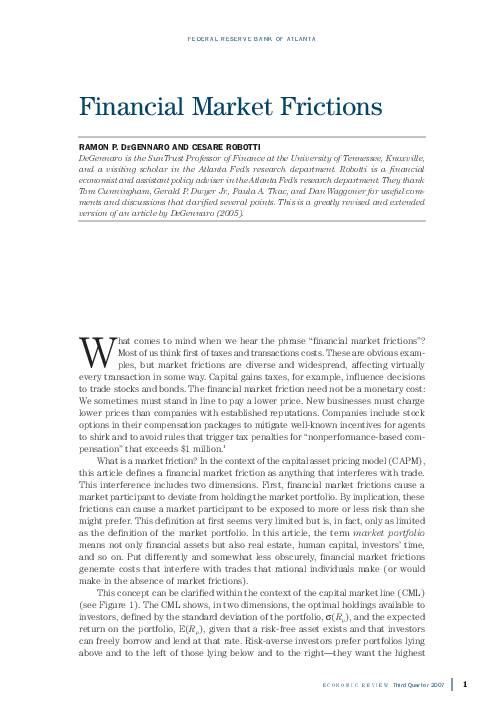 (PDF) Financial Market Frictions