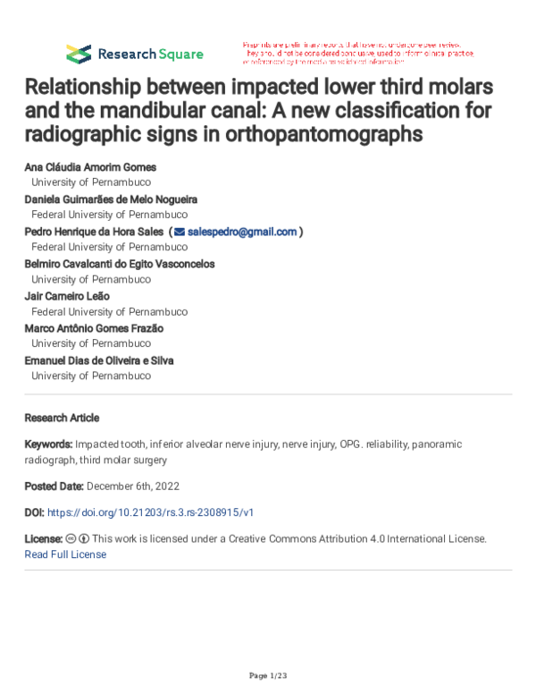 (PDF) Relationship between impacted lower third molars and the ...