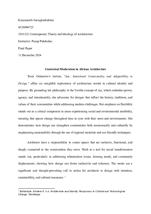 (PDF) Contextual Modernism in African Architecture