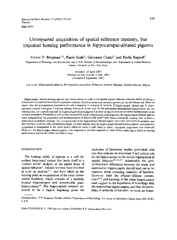 (PDF) Unimpaired acquisition of spatial reference memory, but impaired ...