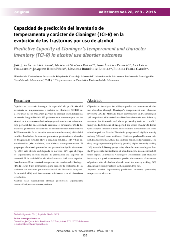 (PDF) Capacidad de predicción del inventario de temperamento y carácter ...