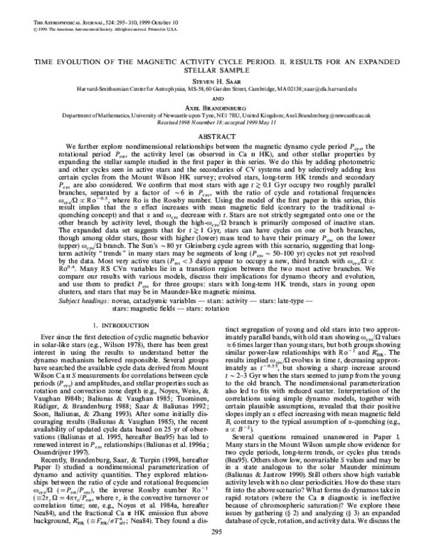 (PDF) Time Evolution of the Magnetic Activity Cycle Period