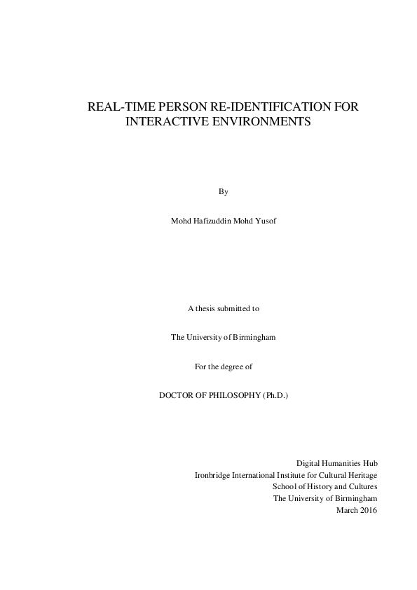 (PDF) Real-Time Person Re-Identification for Interactive Environments