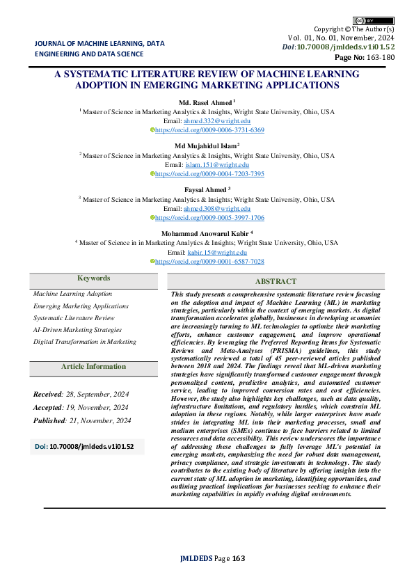 (PDF) A SYSTEMATIC LITERATURE REVIEW OF MACHINE LEARNING ADOPTION IN ...