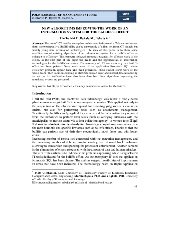 (PDF) New Algorithms Improving the Work of an Information System for ...