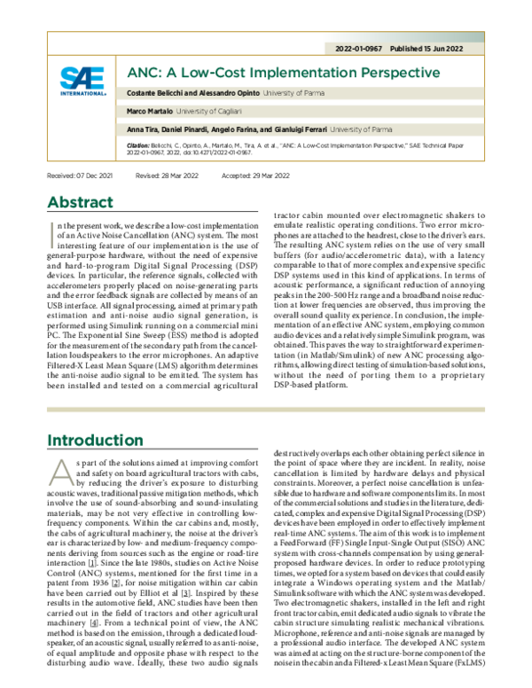 (PDF) ANC: A Low-Cost Implementation Perspective