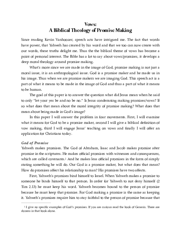 (PDF) Vows: A Biblical Theology of Promise Making