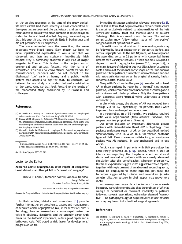 (PDF) Acquired aortic regurgitation after repair of congenital heart ...