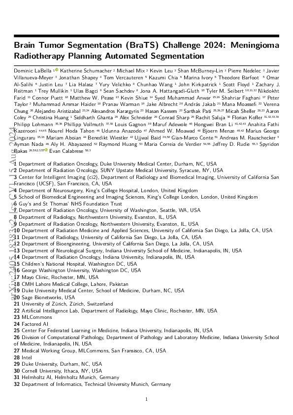 (PDF) Brain Tumor Segmentation (BraTS) Challenge 2024: Meningioma Radiotherapy Planning ...