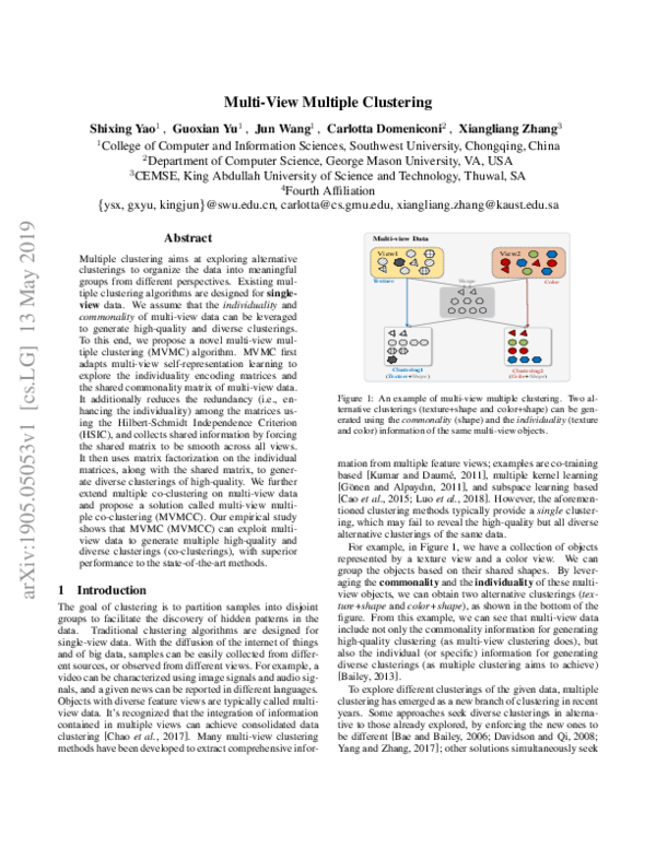 (PDF) Multi-View Multiple Clustering