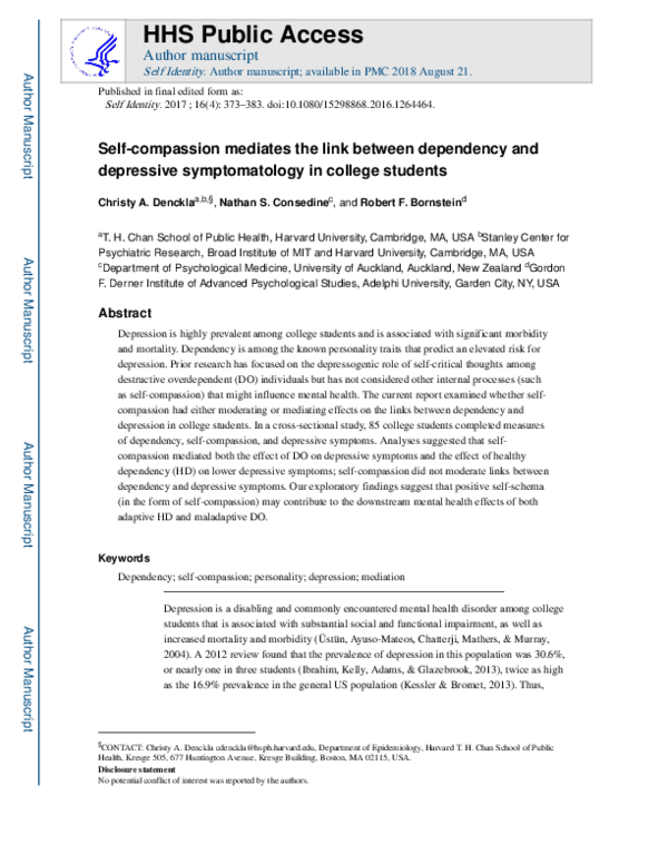 (PDF) Self-compassion mediates the link between dependency and ...