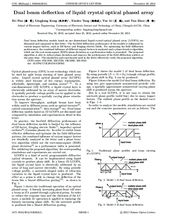 (PDF) Dual beam deflection of liquid crystal optical phased array