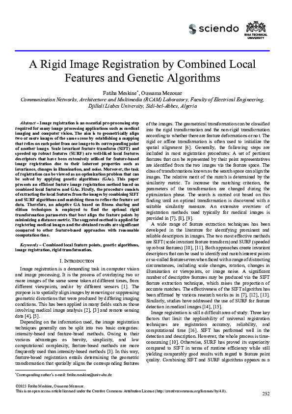 (PDF) A Rigid Image Registration by Combined Local Features and Genetic ...