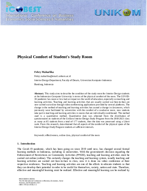 (PDF) Physical Comfort of Student's Study Room