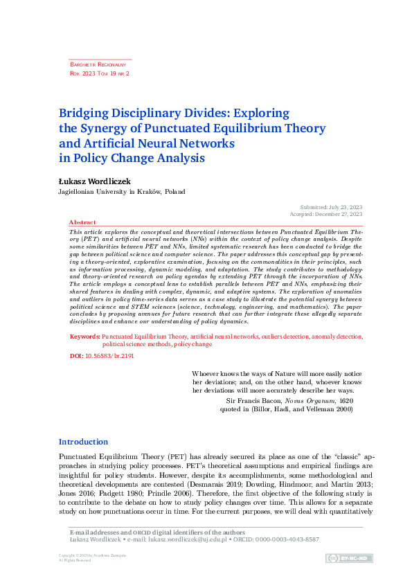 (PDF) Integrating Punctuated Equilibrium and Neural Networks