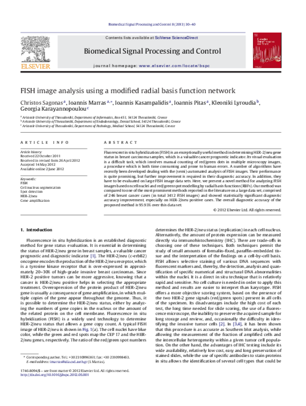 (PDF) FISH image analysis using a modified radial basis function network