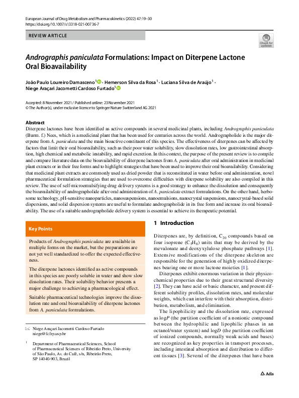 (PDF) Andrographis paniculata Formulations: Impact on Diterpene Lactone ...