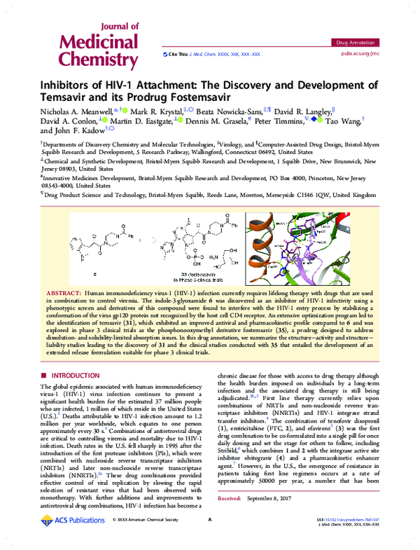 (PDF) Inhibitors of HIV-1 Attachment: The Discovery and Development of ...