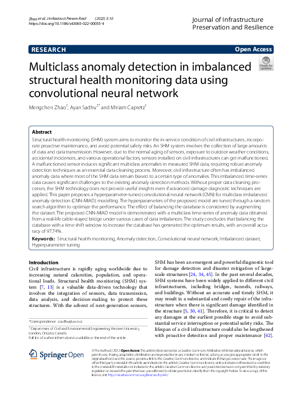 (PDF) Multiclass anomaly detection in imbalanced structural health monitoring data using ...