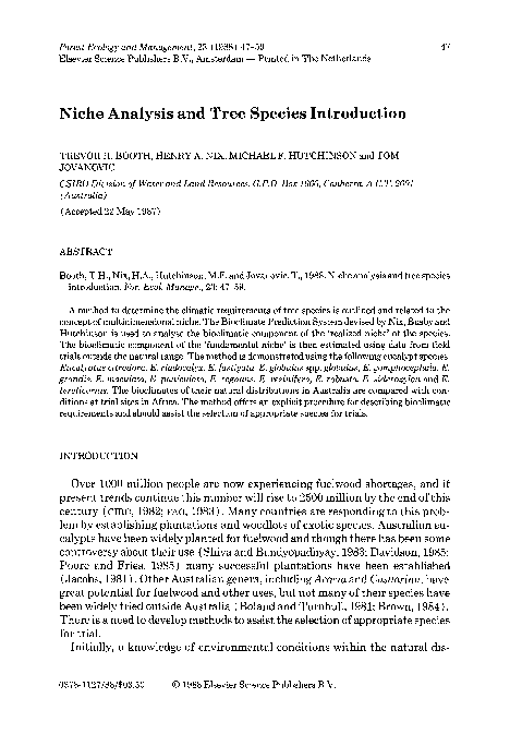 (PDF) Niche analysis and tree species introduction