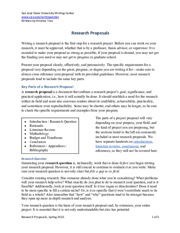 (PDF) Research Proposals