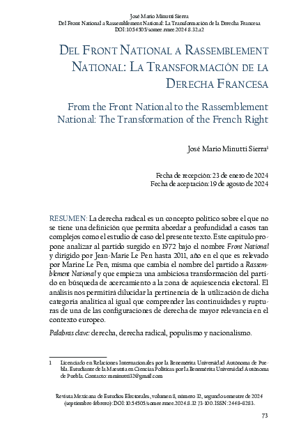 (PDF) Del Front National a Rassemblement National: La Transformación de ...