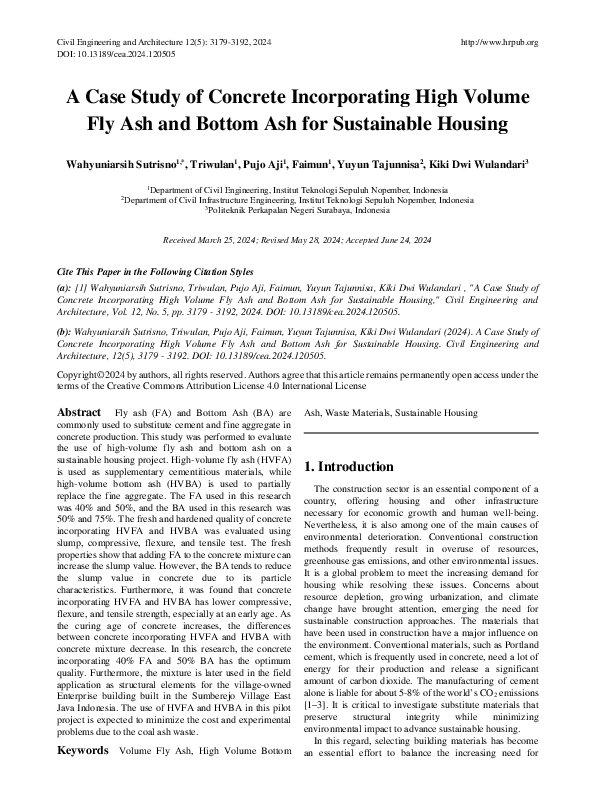 (PDF) A Case Study of Concrete Incorporating High Volume Fly Ash and Bottom Ash for Sustainable ...