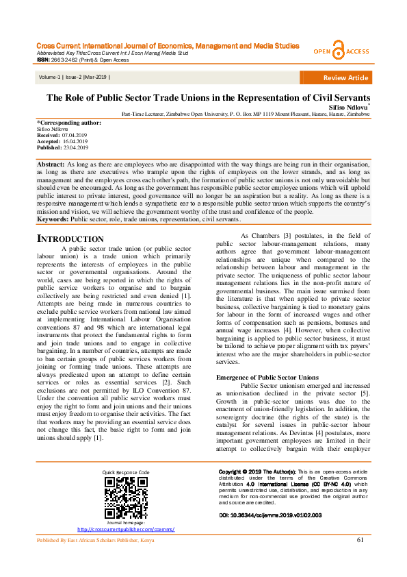 (PDF) The Role of Public Sector Trade Unions in the Representation of ...