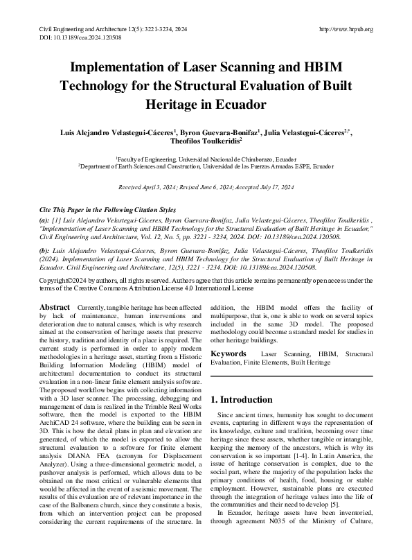 (PDF) Implementation of Laser Scanning and HBIM Technology for the ...