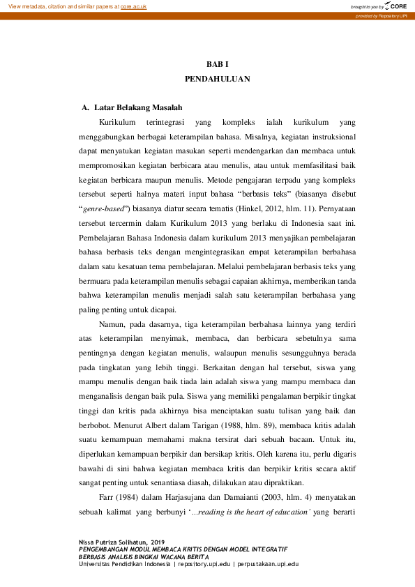 (PDF) Pengembangan Modul Membaca Kritis Dengan Model Integratif ...