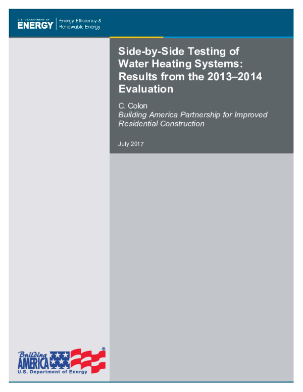 (PDF) Side-by-Side Testing of Water Heating Systems: Results from the ...