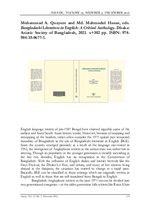 (PDF) Mohammad A. Quayum and Md. Mahmudul Hasan, Bangladeshi Literature ...