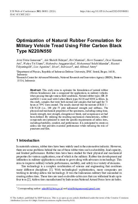 (PDF) Optimization of Natural Rubber Formulation for Military Vehicle ...