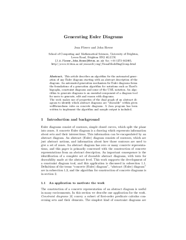 (PDF) Generating Euler Diagrams