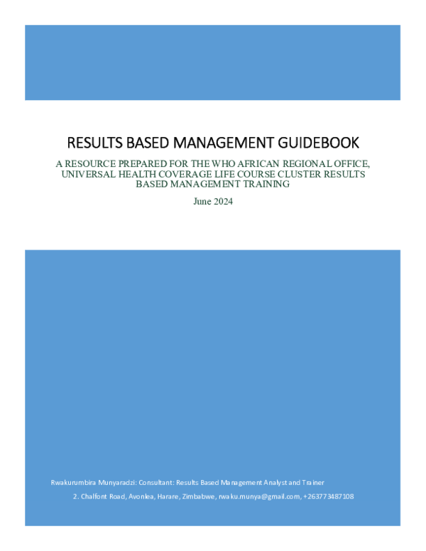 (PDF) RESULTS BASED MANAGEMENT GUIDEBOOK A SAMPLE FOR HEALTH SERVICE ...