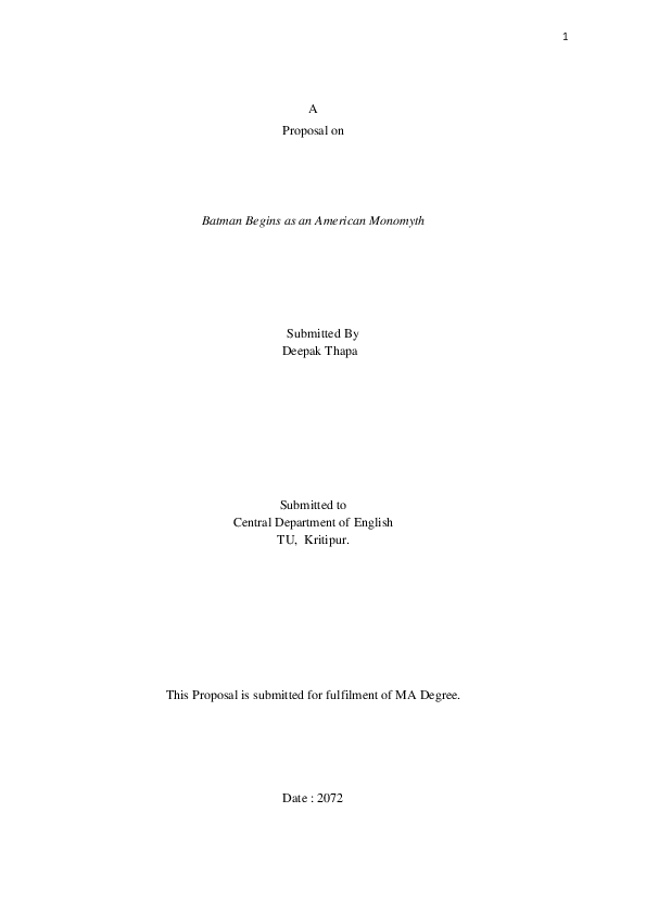 (PDF) Thesis Proposal - Batman Begins as an American Monomyth