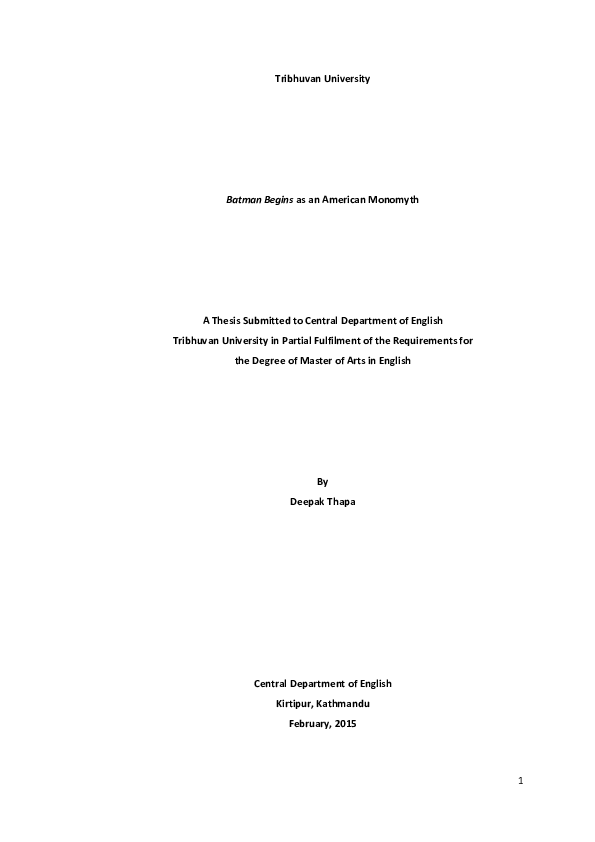 (PDF) Batman Begins as an American Monomyth A Thesis Submitted to ...
