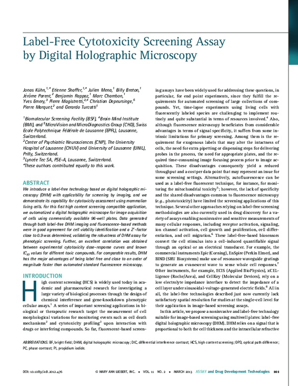 (PDF) Label-Free Cytotoxicity Screening Assay by Digital Holographic ...