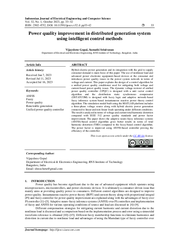 (PDF) Power quality improvement in distributed generation system using intelligent control methods