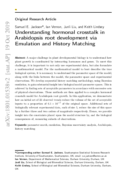 (PDF) Understanding Hormonal Crosstalk in Arabidopsis Root Development via Emulation and History ...