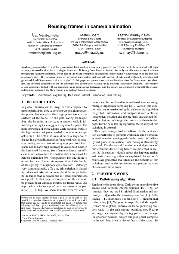 (PDF) Reusing Frames In Camera Animation
