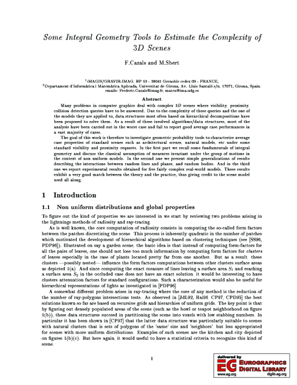 (PDF) Some integral geometry tools to estimate the complexity of 3d scenes