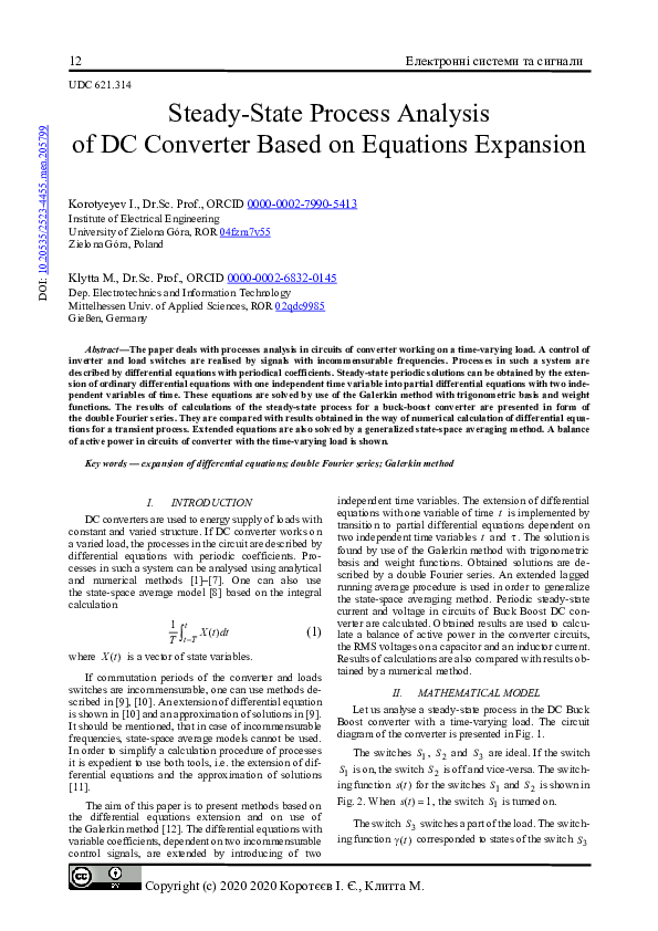 (PDF) Steady-State Process Analysis of DC Converter Based on Equations ...