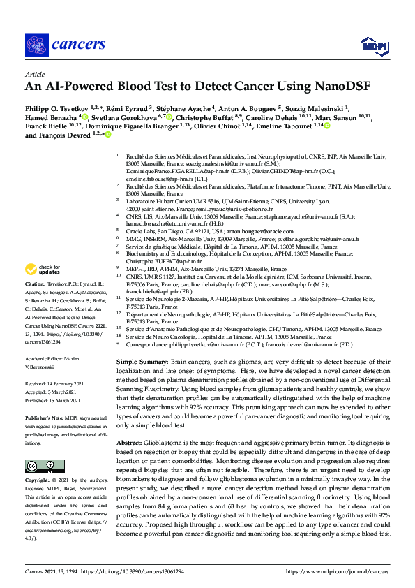 (PDF) An AI-Powered Blood Test to Detect Cancer Using NanoDSF