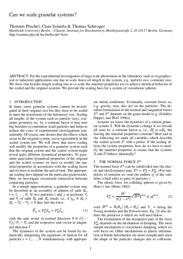 (PDF) Can we scale granular systems?