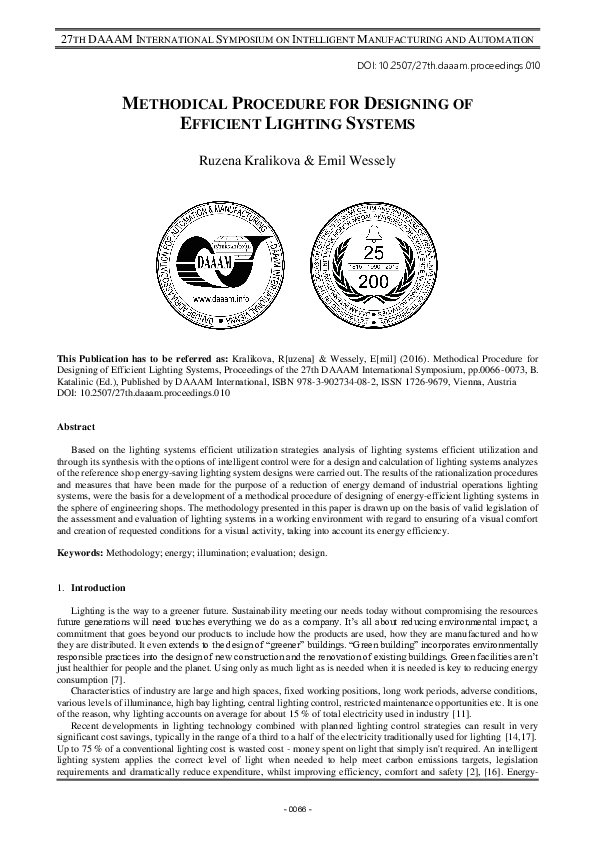 (PDF) Methodical Procedure for Designing of Efficient Lighting Systems