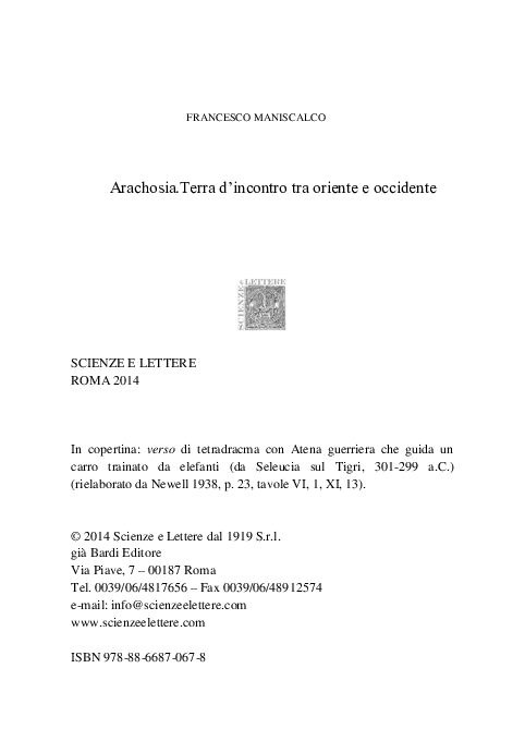 (PDF) Arachosia terra di incontro tra Oriente e Occidente